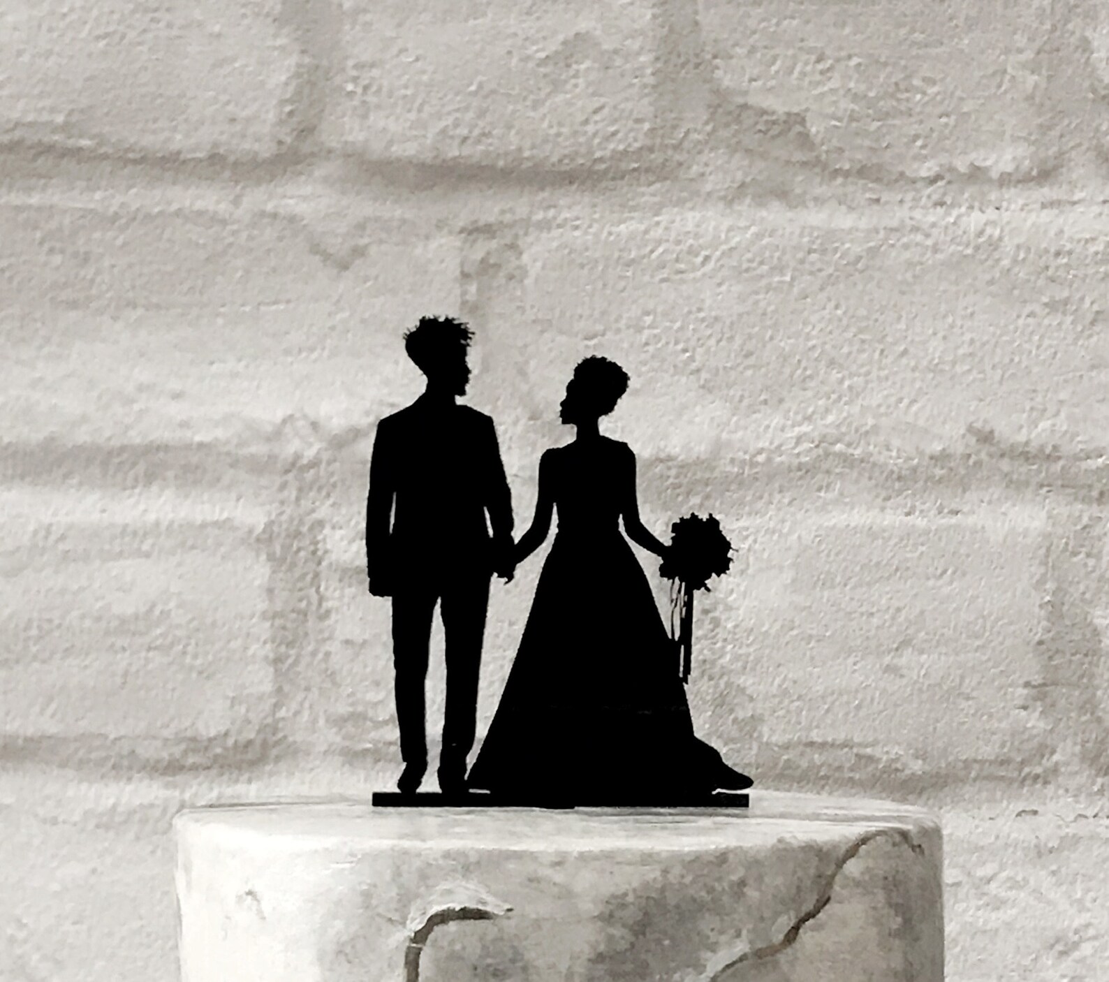 African American Bride and Groom Silhouette With Bouquet - Etsy