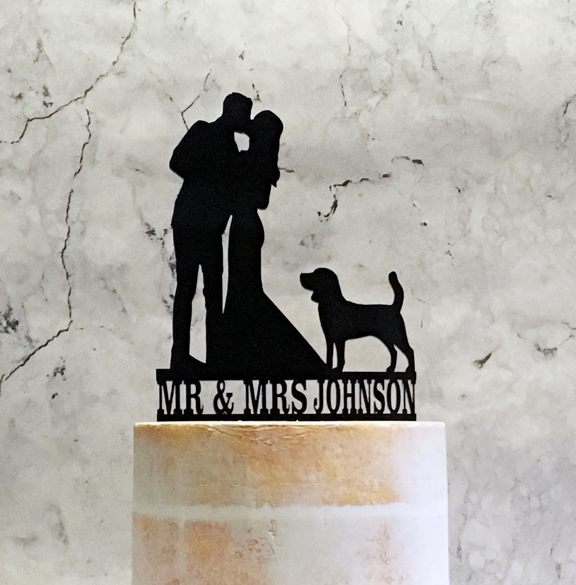 Beagle Wedding Cake Topper, Bride Groom Dog Silhouette, Acrylic ...