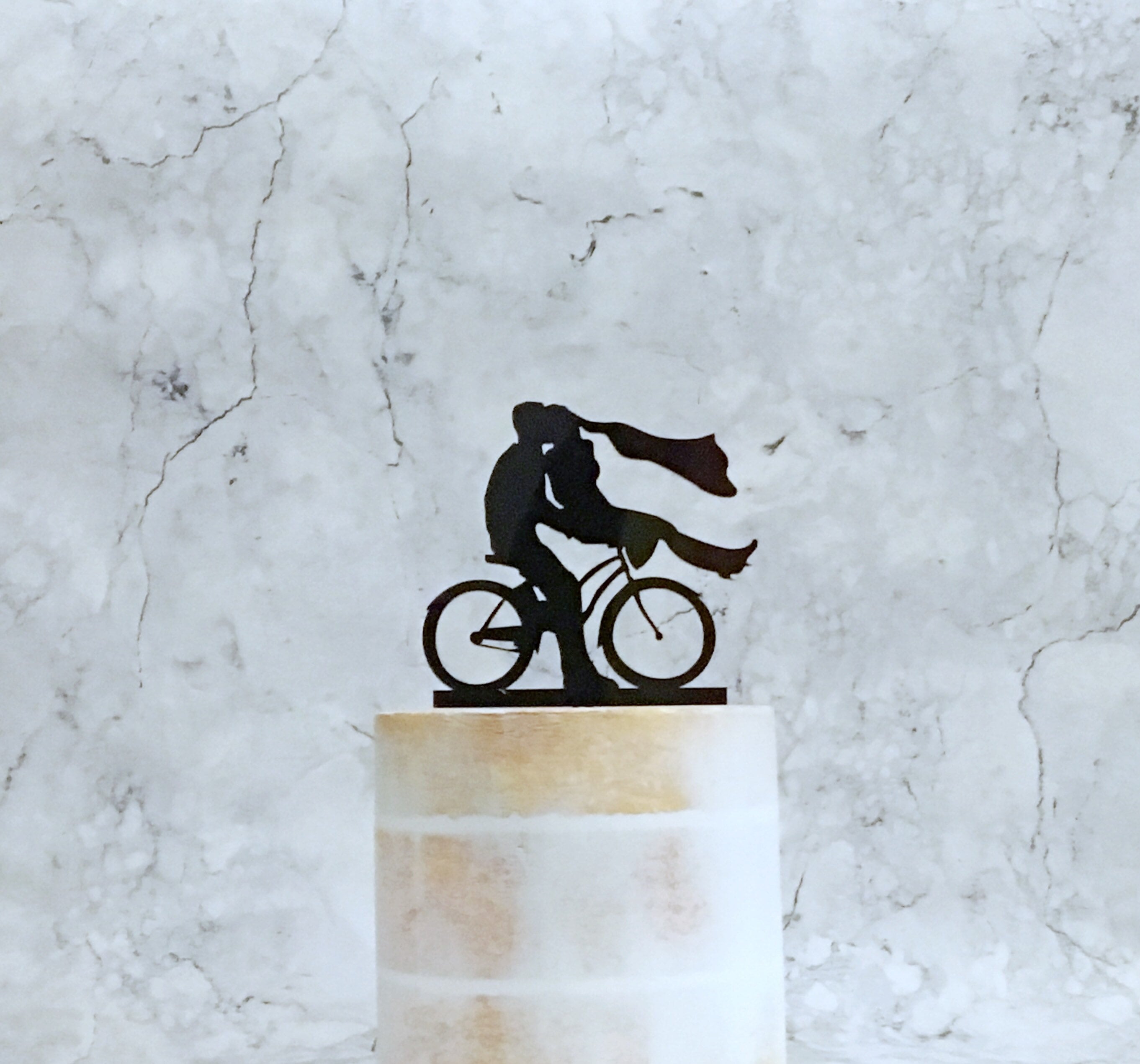 Bride and Groom Cycling Cake Topper: Bicycle Silhouette Wedding Decor ...