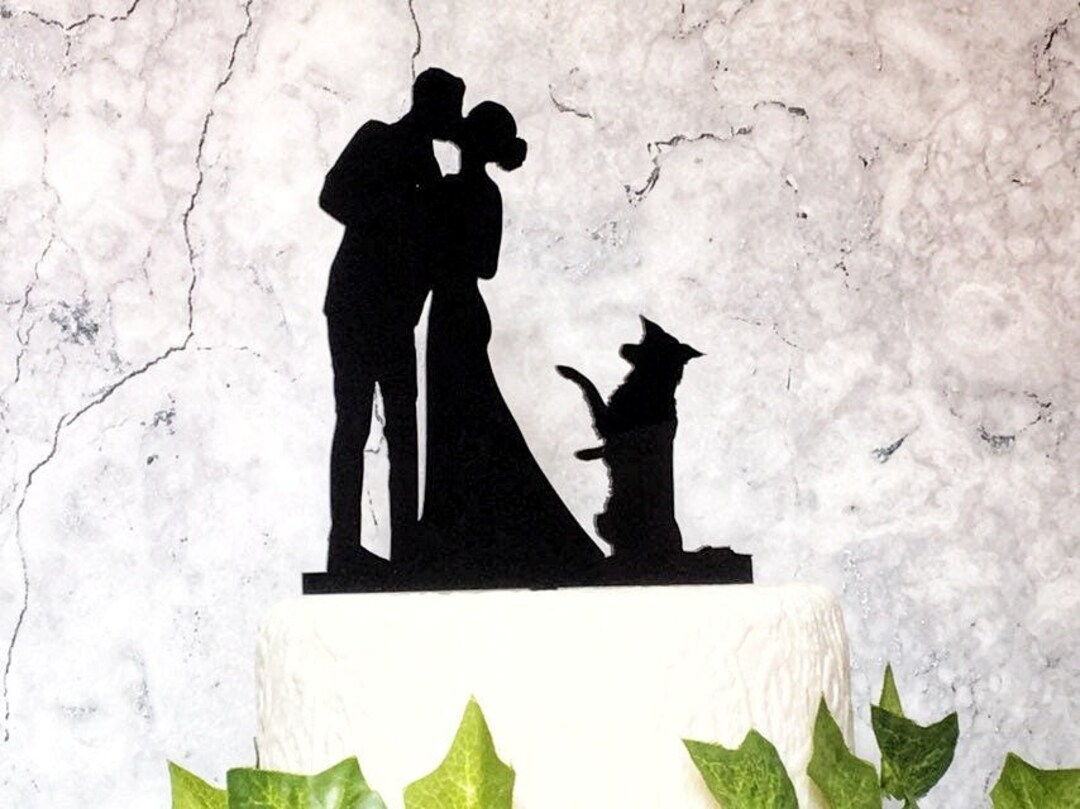 Border Collie Wedding Cake Topper, Silhouette Wedding Decorations, Pet ...