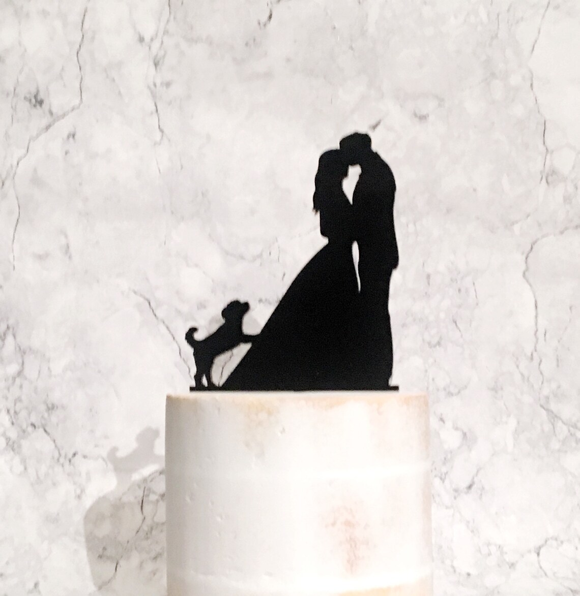 Bride Groom and Cavapoo Dog Acrylic Silhouette Wedding Cake - Etsy