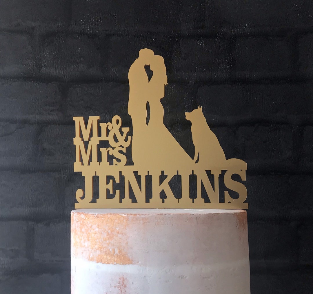 Personalised Husky Wedding Cake Topper With Bride Groom and - Etsy