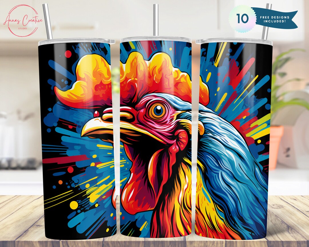 Diseños de sublimación de vaso flaco de gallo de 20 oz Vaso de gallo ...