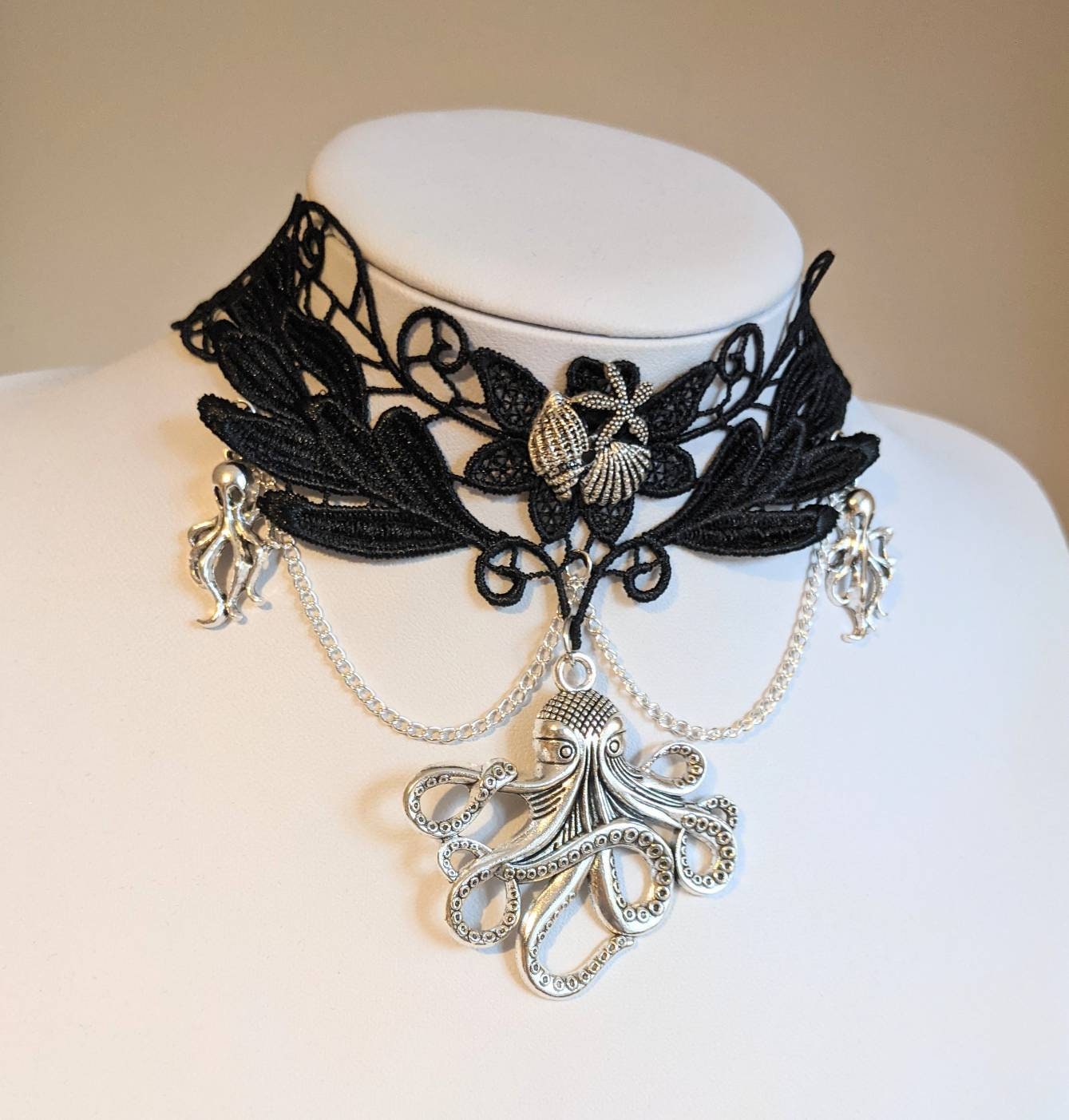 Octopus Choker Black Lace Goth Jewelry Victorian Style Black | Etsy