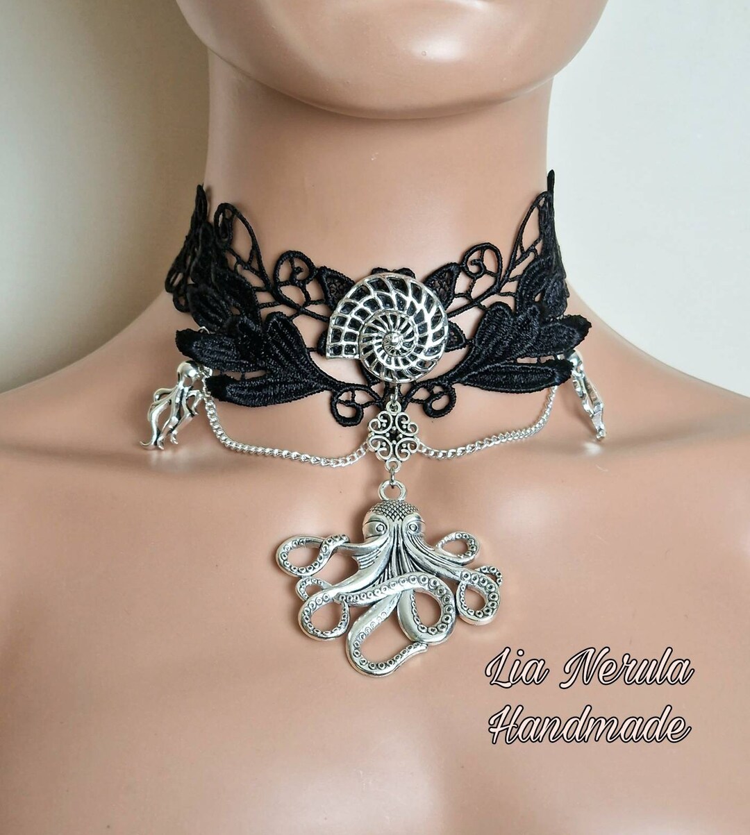 Octopus Choker Black Lace Goth Jewelry Victorian Style Black - Etsy