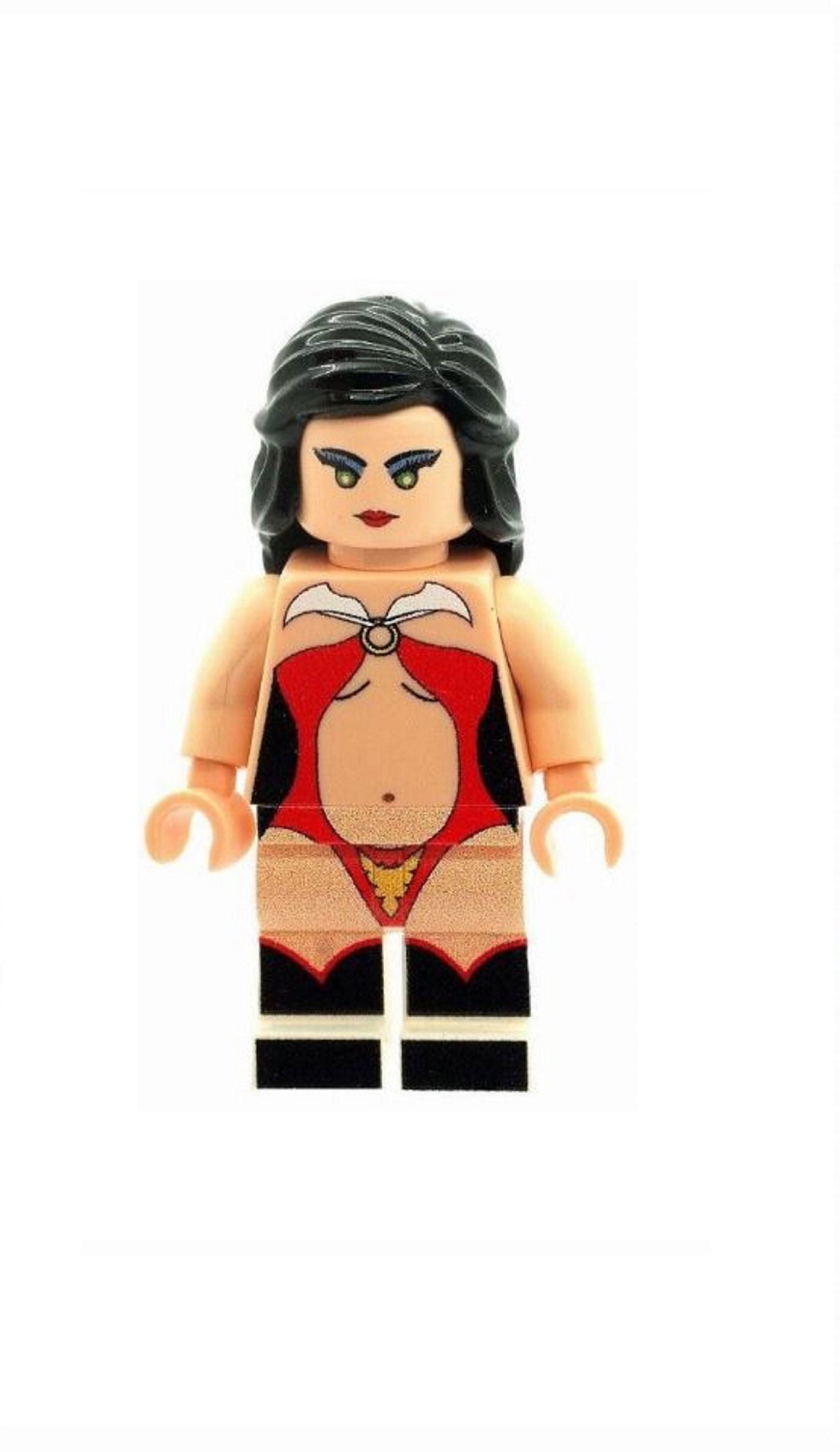 Custom Designed Minifigure Female Vampire In Red Suit Printed On Lego Parts Etsy