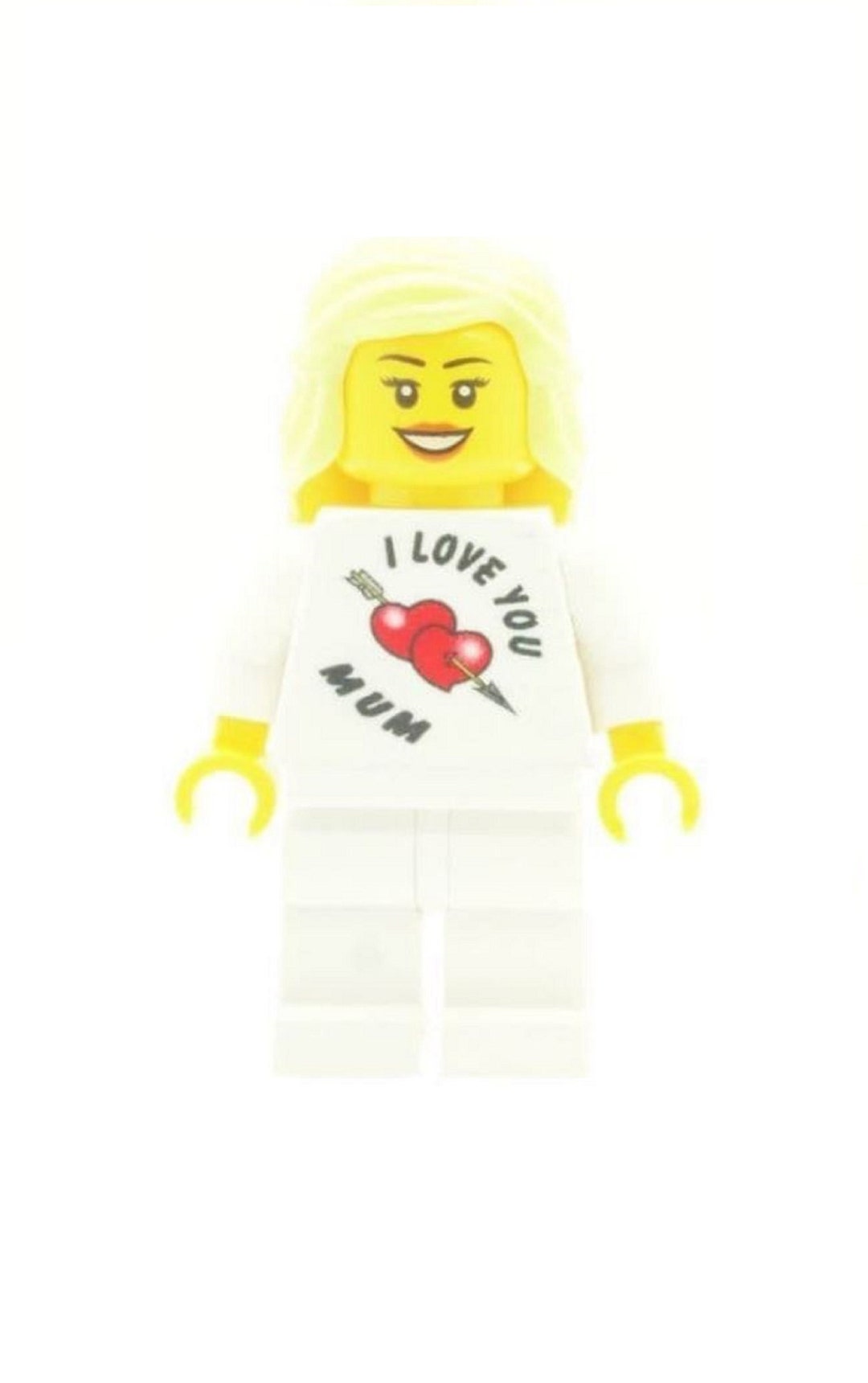 Custom Minifigure Mothers Day Female Figure (I Love You Mum) Keychain ...