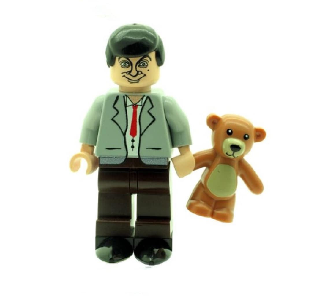 Custom Designed Minifigure - Mr Bean With Teddy Printed on LEGO Parts ...