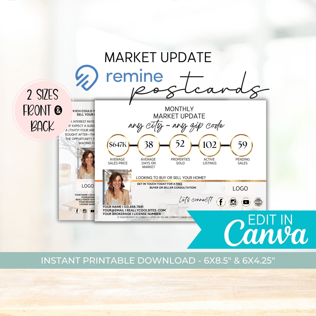 Real Estate Market Update Postcards - Remine - Real Estate Marketing ...