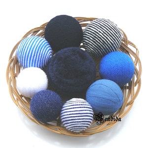 Navy Blue White Decorative Balls for Bowls, Vase Fillers Assorted Orbs ...