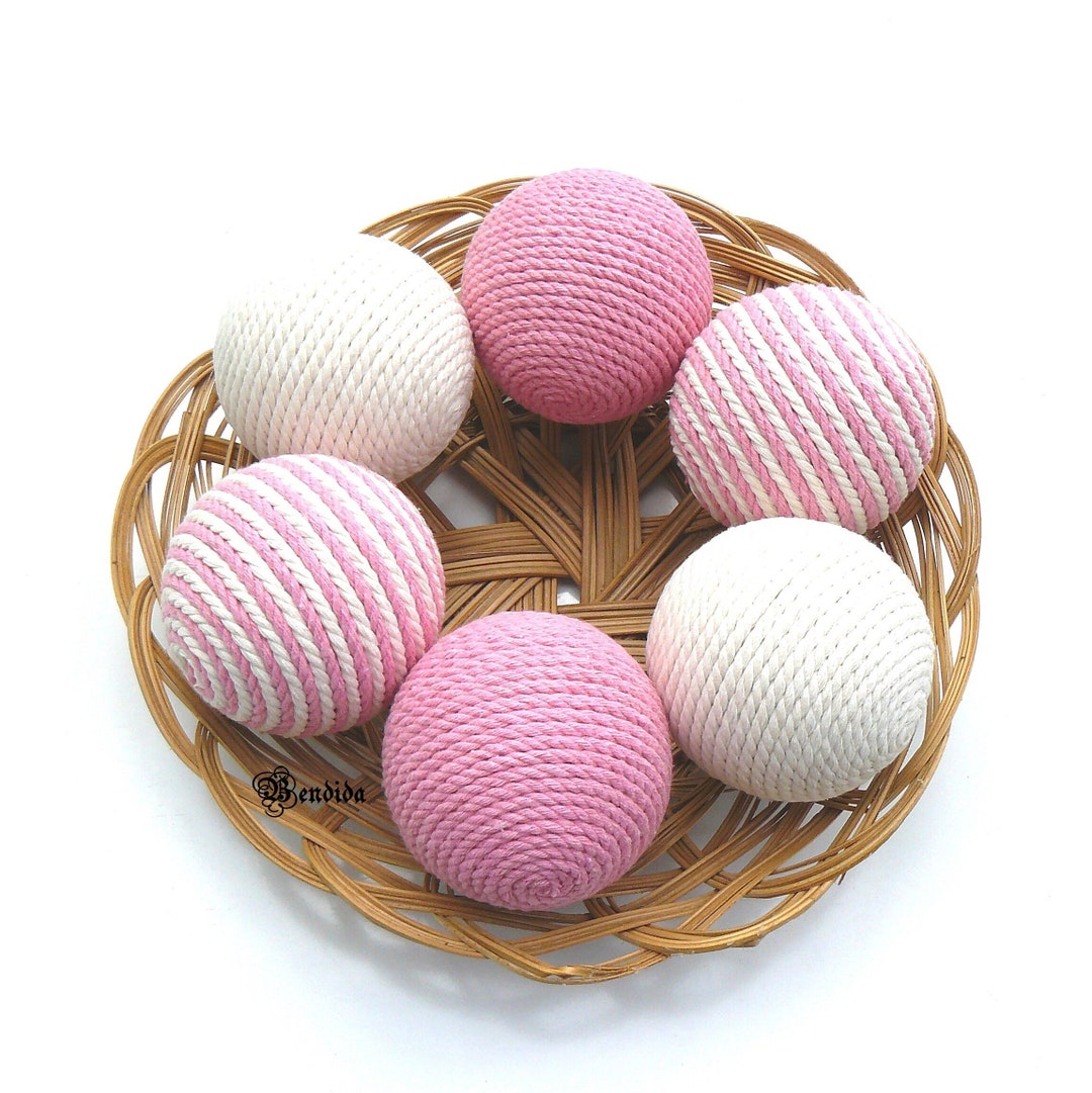 Pink and White Rope Decorative Balls for Bowls, Vase Filler Orbs ...