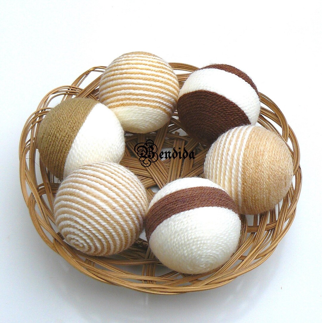 White Beige Brown Decorative Balls for Bowls, Vase Fillers Orbs, Yarn ...