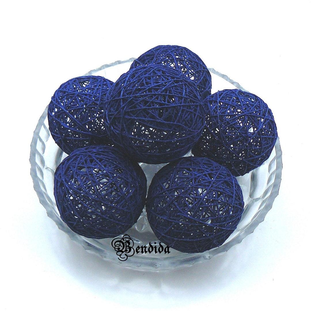 3 Navy Blue Decorative Balls for Bowls, Vase Jar Fillers Orbs, Cotton ...