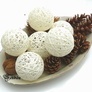 White Decorative Balls and Pine Cones for Bowls, Vase Fillers Orbs ...
