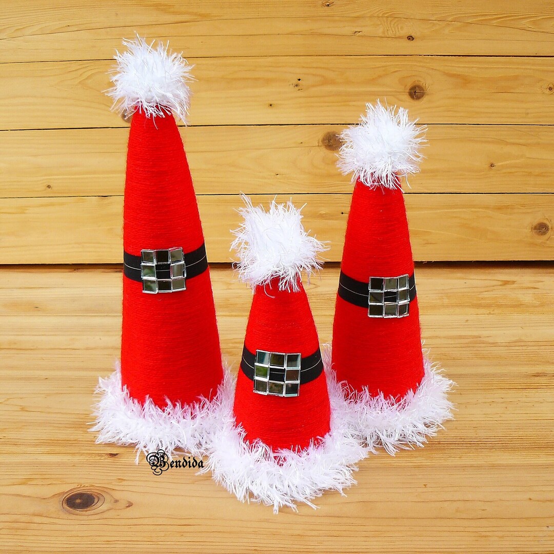 Christmas Santa Hat Cone Tree, Mini Santa Hat for Shelf or Mantel ...