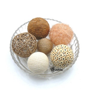 Textured Decorative Balls for Bowl, Vase Fillers Assorted Orbs, Yarn ...