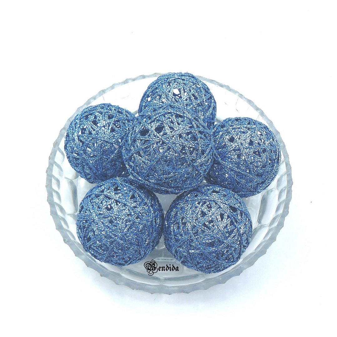 Light Blue Decorative Balls for Bowls, Vase Fillers Glitter Orbs, Yarn ...