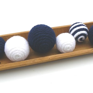Navy Blue and White Decorative Balls for Bowls, Vase Fillers Orbs, Rope ...