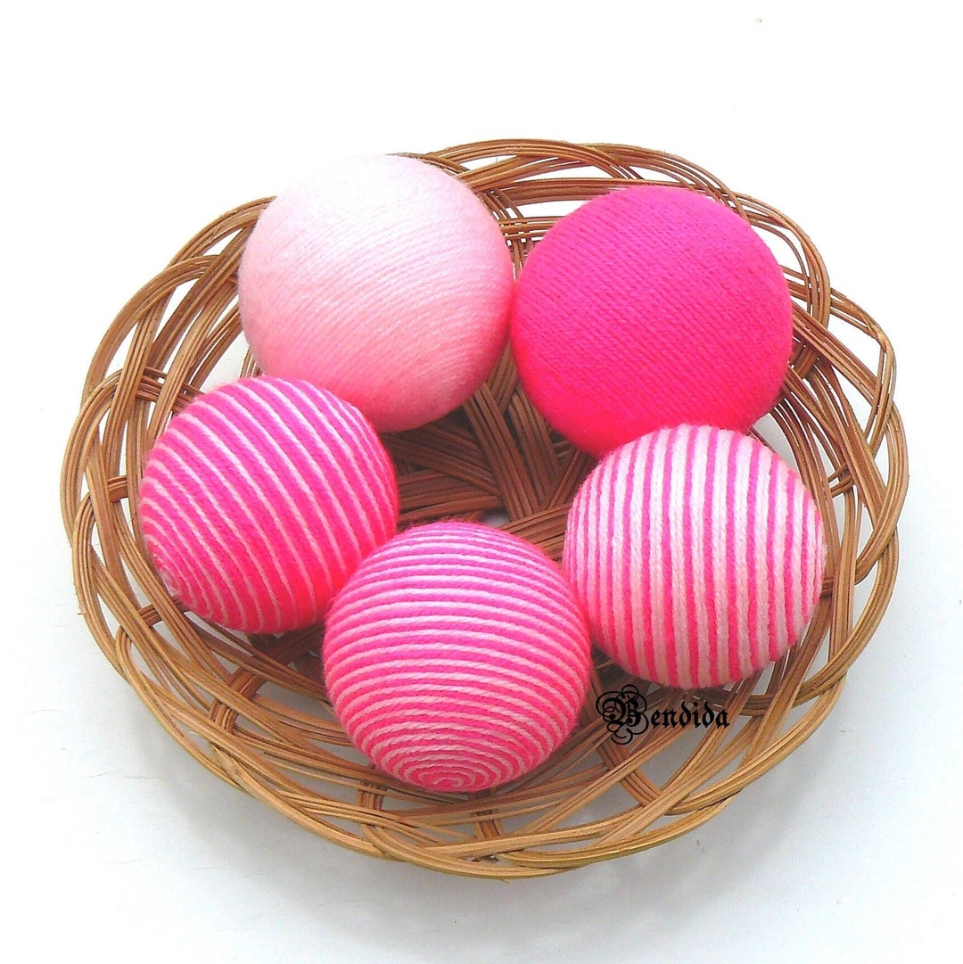 Hot Pink Decorative Balls for Bowls, Vase Fillers Orbs, Yarn Wrapped ...