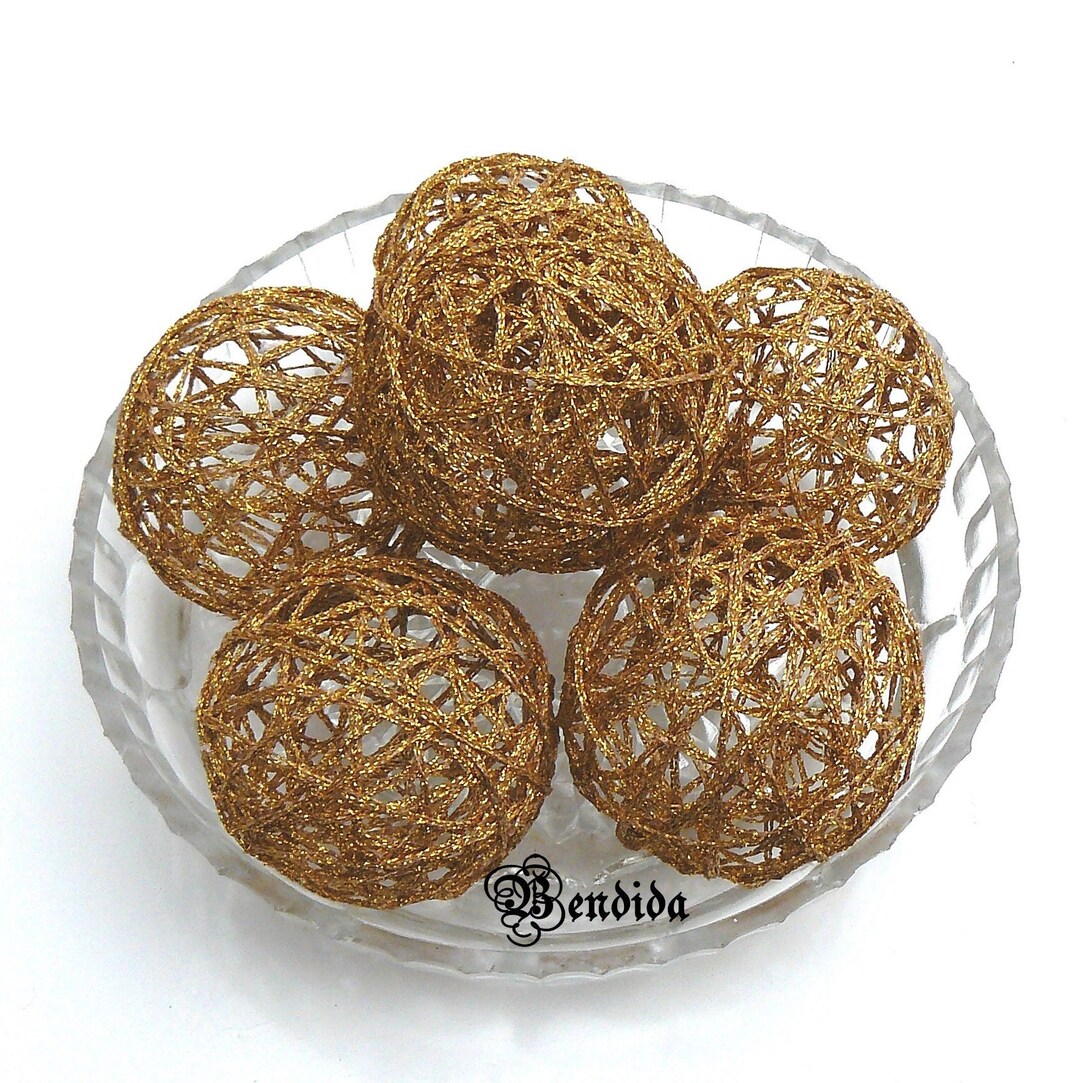 3 Gold Decorative Balls for Bowl Vase Filler Glitter - Etsy