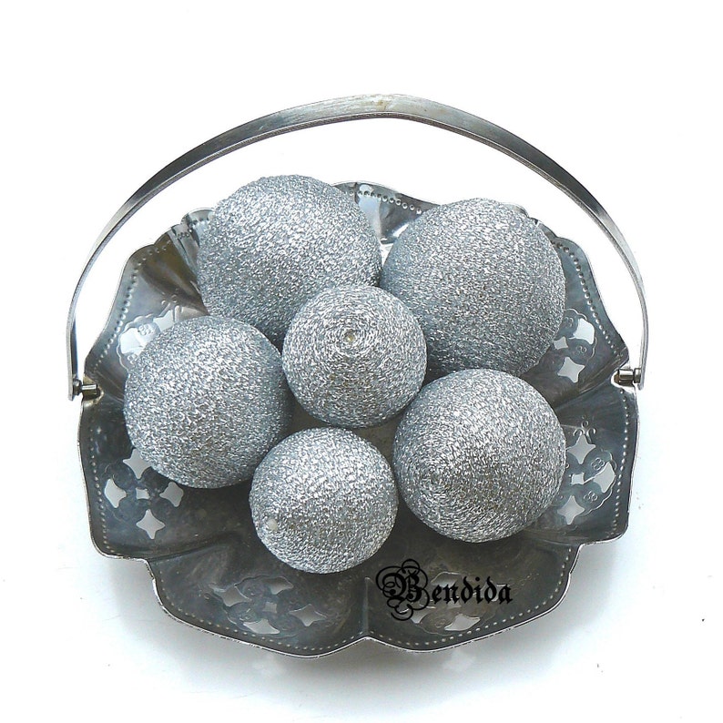 6 Silver Decorative Balls for Bowls, Vase Fillers Glitter Orbs, Sparkle ...