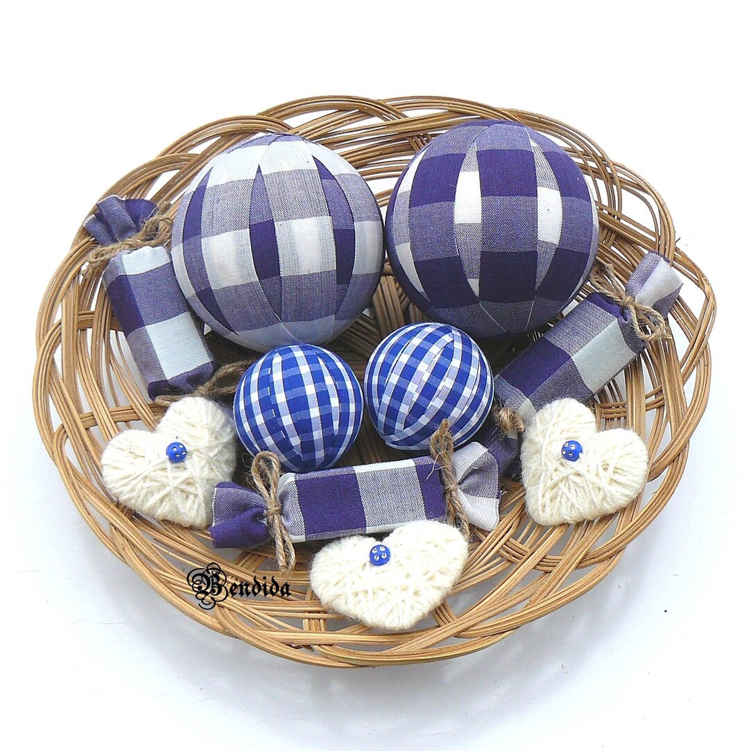 Navy Blue Rag Balls for Bowls, Decorative Orbs Vase Fillers, Fabric ...