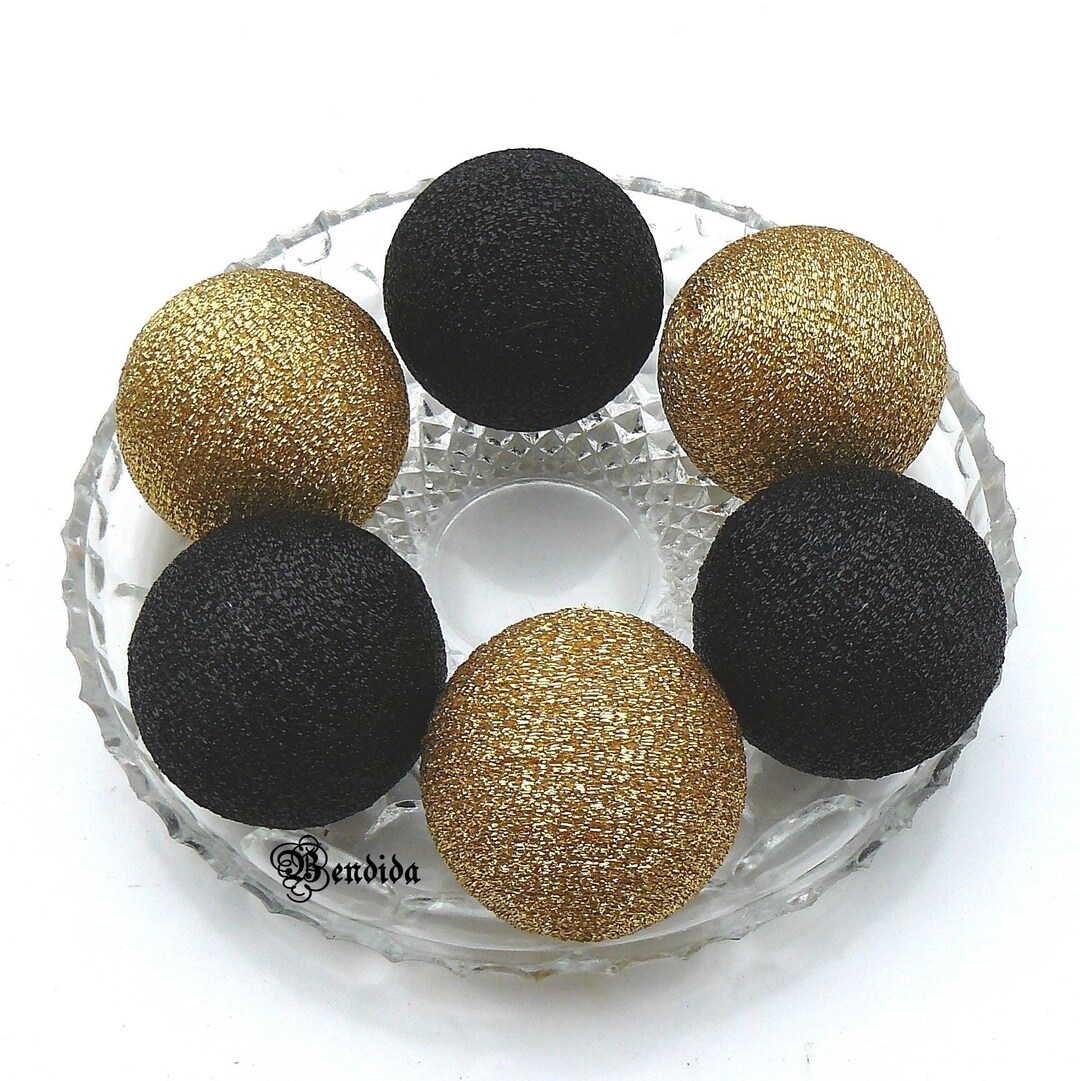 Black Gold Decorative Balls for Bowls, Vase Fillers Glitter Orbs, Yarn ...