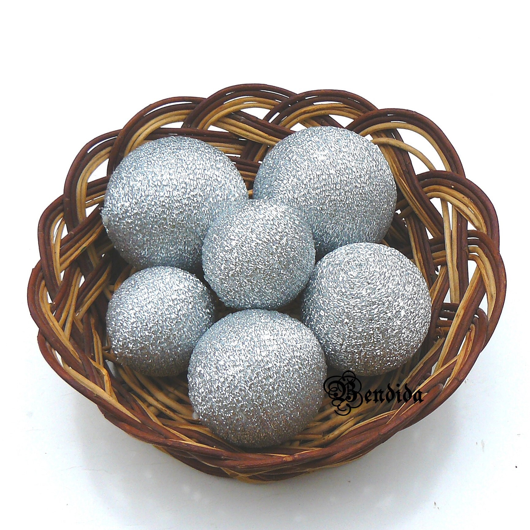 6 Silver Decorative Balls for Bowls, Vase Fillers Glitter Orbs, Sparkle ...