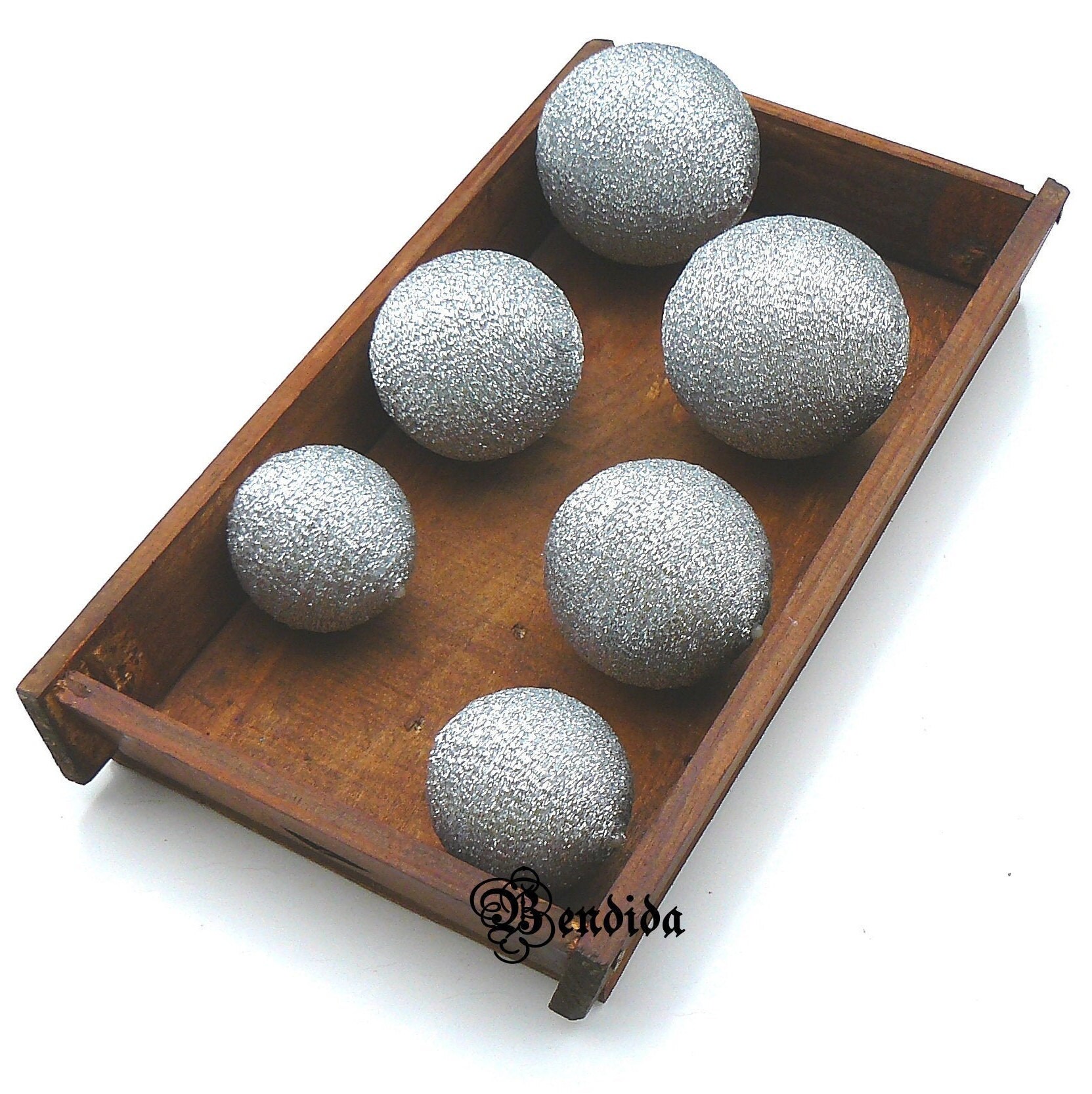 6 Silver Decorative Balls for Bowls, Vase Fillers Glitter Orbs, Sparkle ...