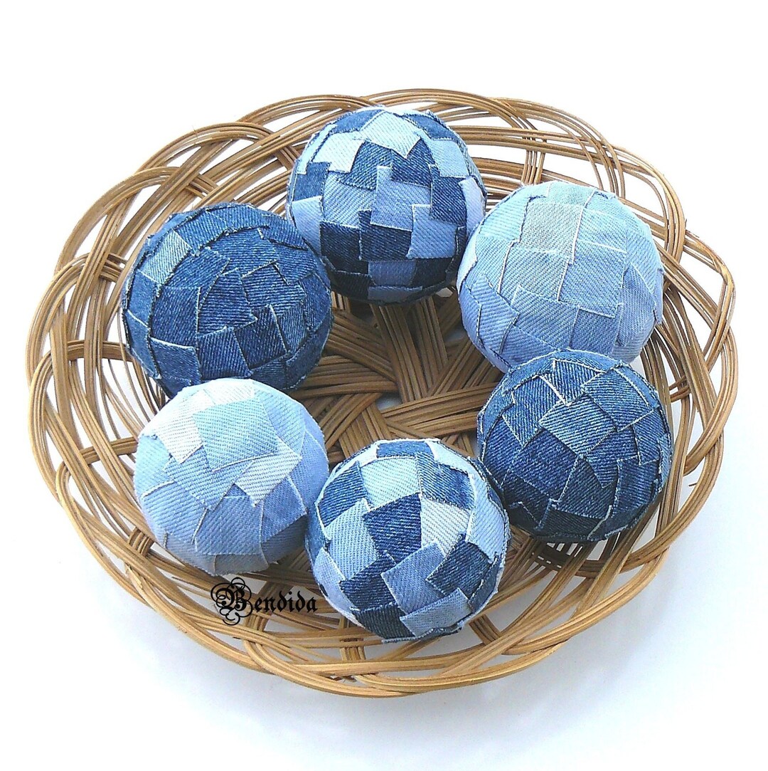 Denim Decorative Rag Balls for Bowls, Vase or Basket Fillers Orbs ...