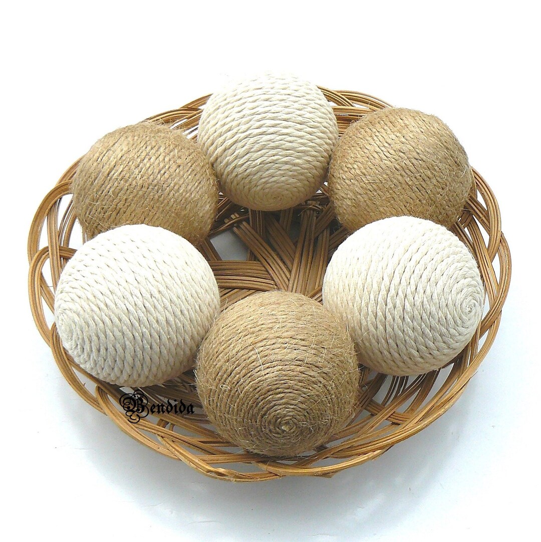 Jute Rope Decorative Balls for Bowls, Vase Fillers Twine Orbs, Macrame ...