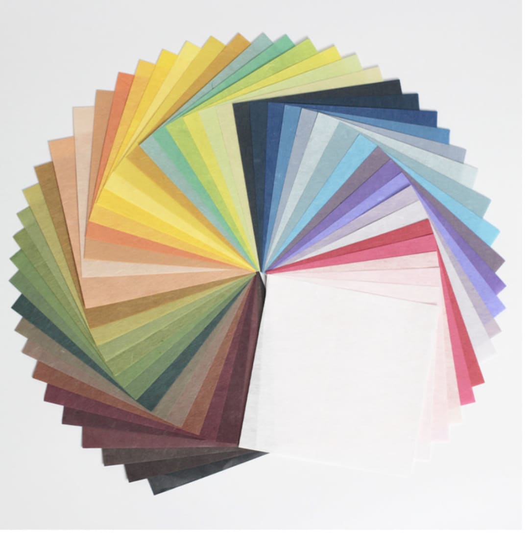 I[50 Sheets] Mixed Korean Traditional Mulberry Colored Paper Hanji (6 X ...