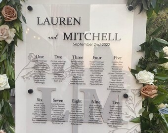 Mirror Wedding Seating Plan Vinyl Decal. DIY Seating Chart. - Etsy