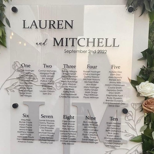 Wedding Mirror Seating Chart Vinyl Decal. DIY Wedding Seating - Etsy UK