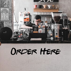 Order Here Business Decal. Shop Vinyl Transfer. Café Bar Restaurant ...