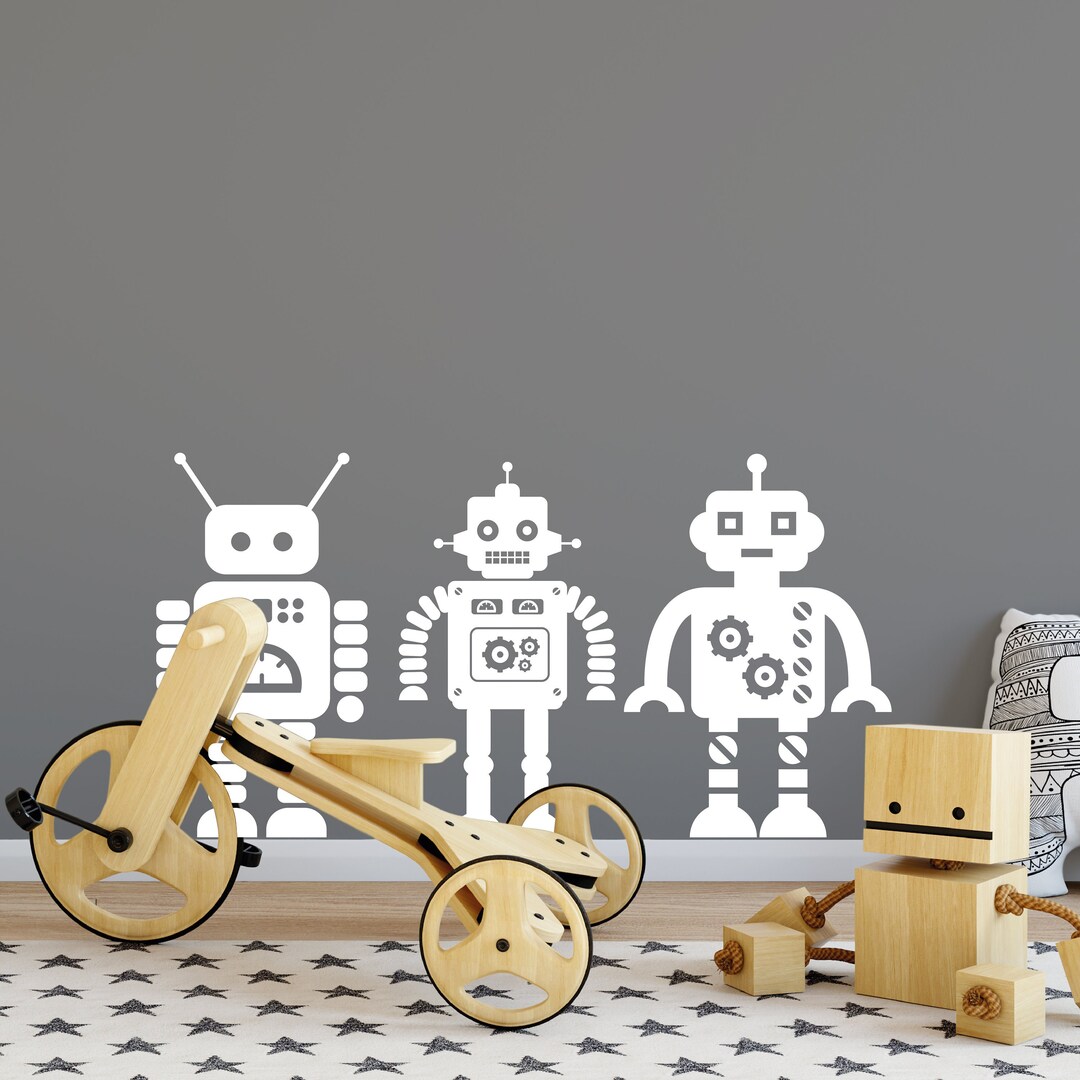 Robot Wall Decals - Choose 3 Different Colours - 60cm/24inches High - Etsy