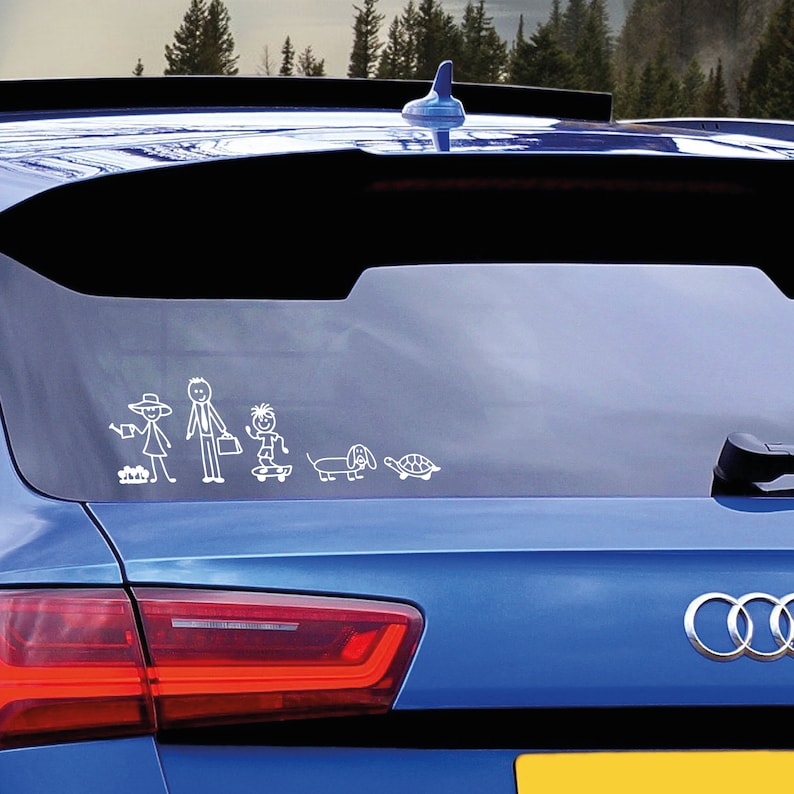 Stick Family Car Decals. Car Glass Stickers of Family Members. - Etsy