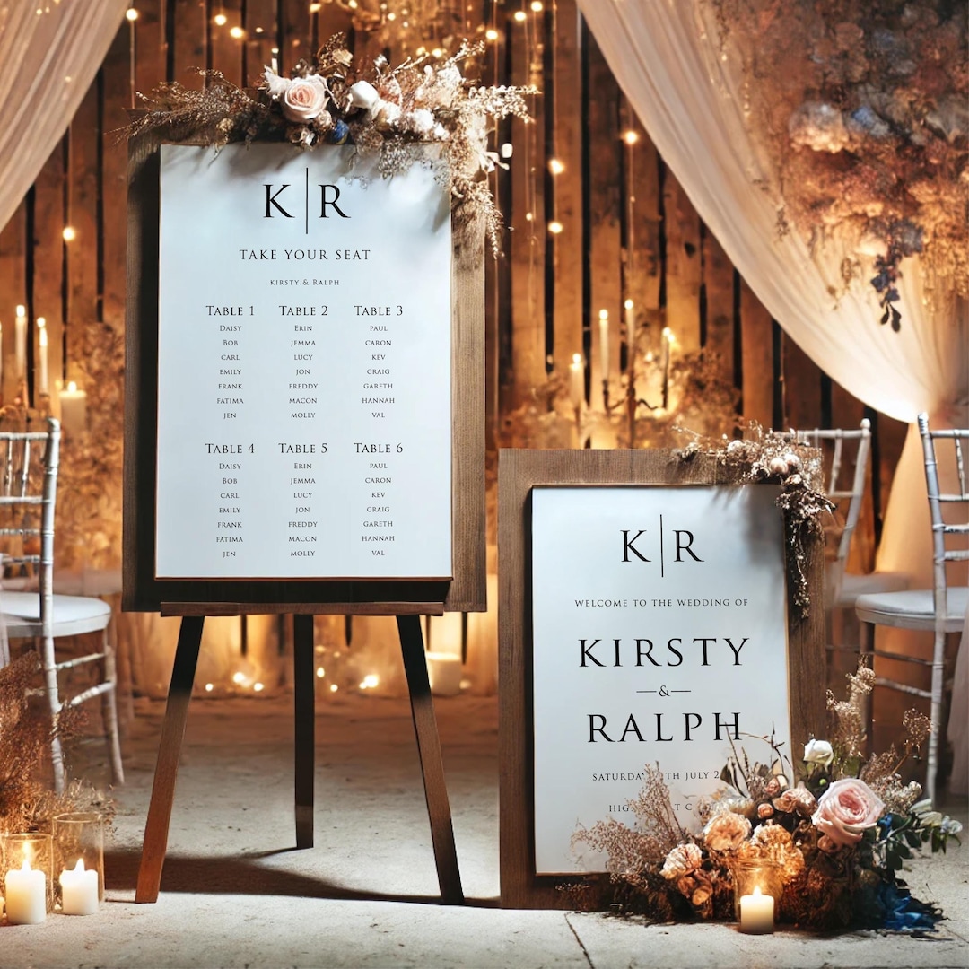 Wedding Seating Plan & Welcome Sign Set - Bespoke Sizing for Both - Etsy