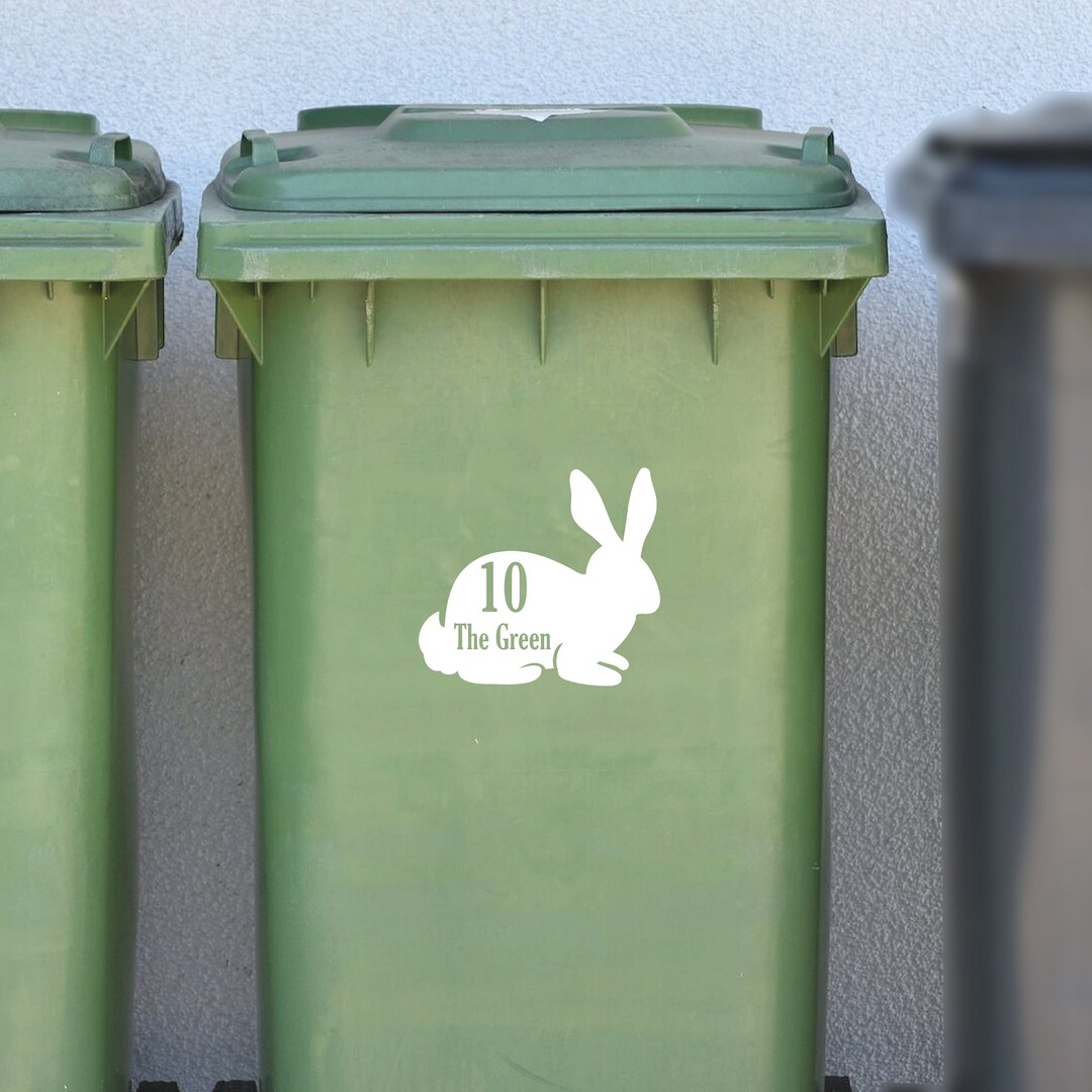 2 Rabbit Wheelie Bin Decals. House Number Sticker. Street Name Decals ...