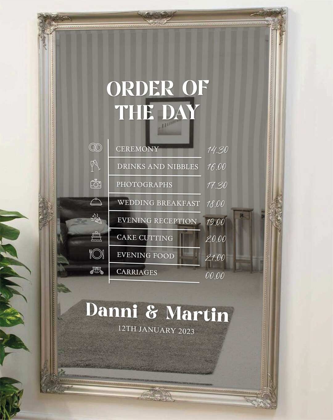 Order of the Day Wedding Decal. Mirror Timeline of Events Sticker - Etsy