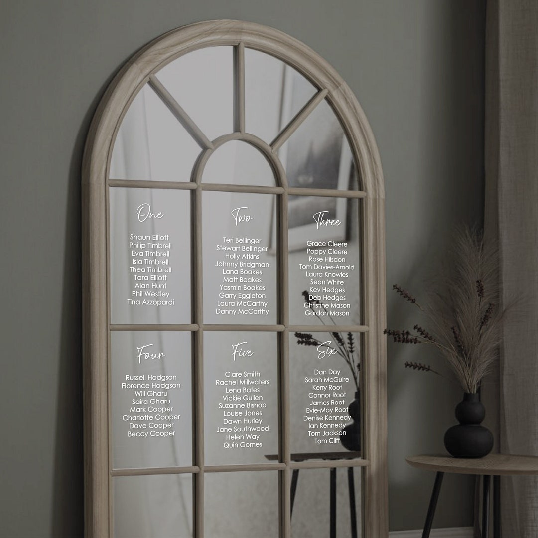 Mirror Table Plan for Window Mirror or Glass Panes - DIY Seating Chart ...