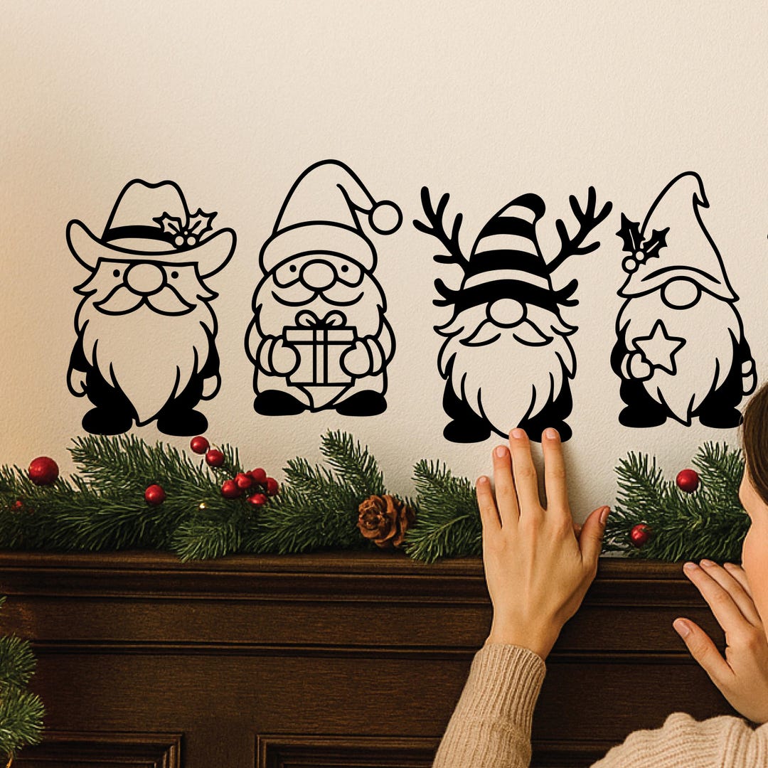 Gonk Christmas Decals Pack (6) | Festive Gnome Window Decals ...