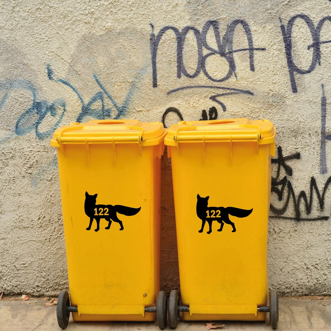 2 Fox Wheelie Bin Decals House Number Sticker Garbage Bin Transfers Peel And Stick Etsy
