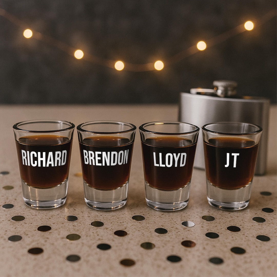 Personalised Stag Do Shot Glass Decals: Custom Groomsmen Party Favours ...