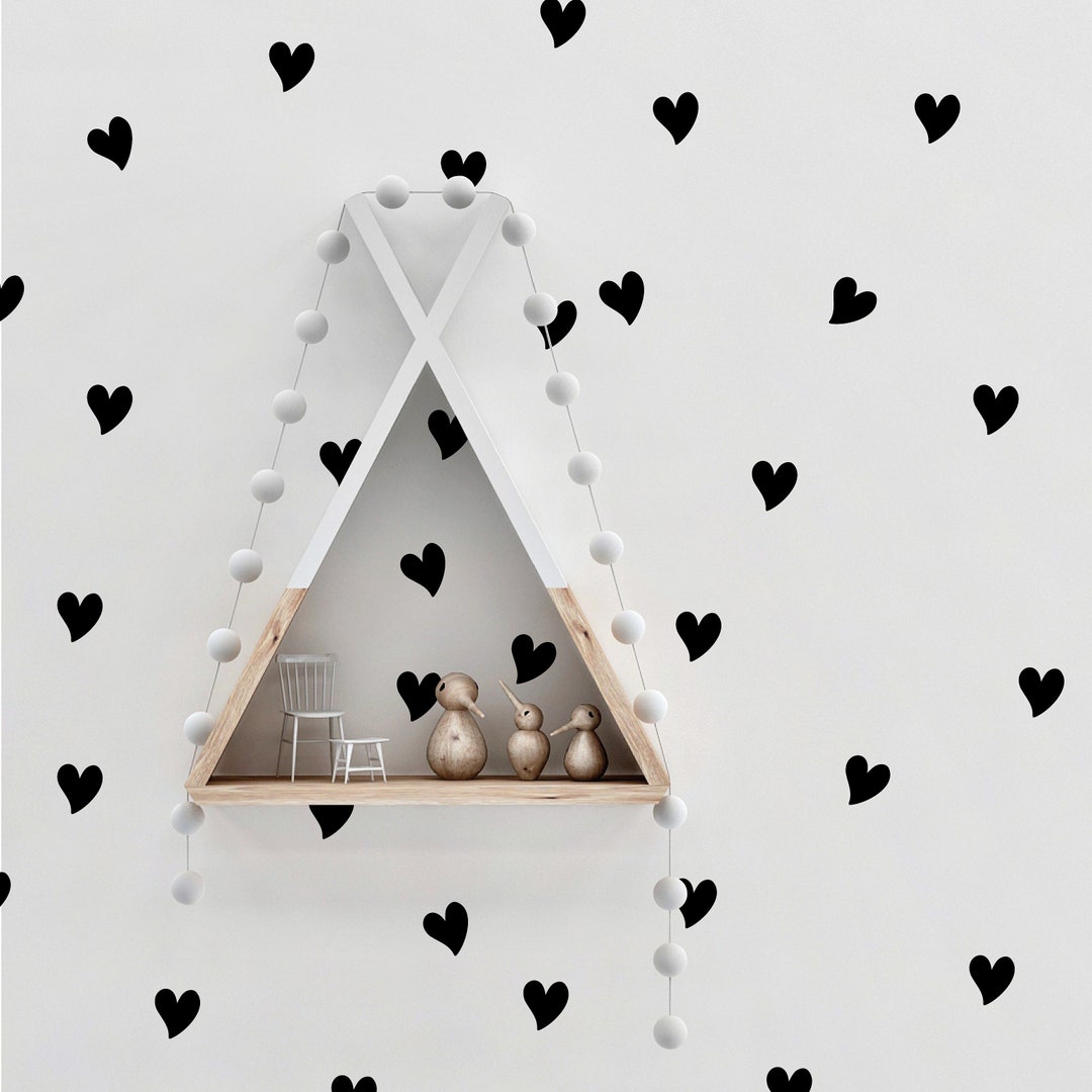 Hearts Wall Art Stickers, Heart Shaped Decals, Love Hearts Wall ...