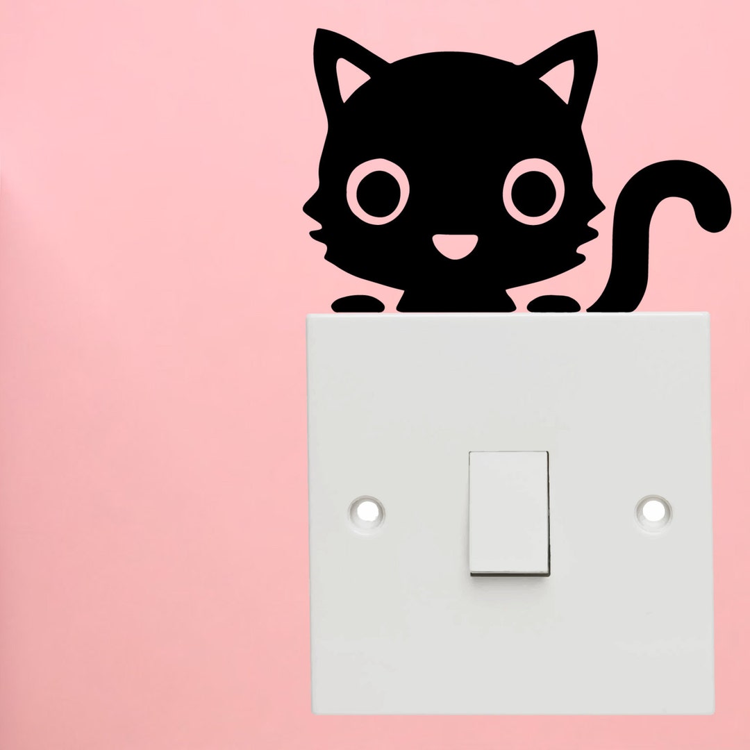 Cat Light Switch Sticker Vinyl Decal Sticker Cartoon - Etsy
