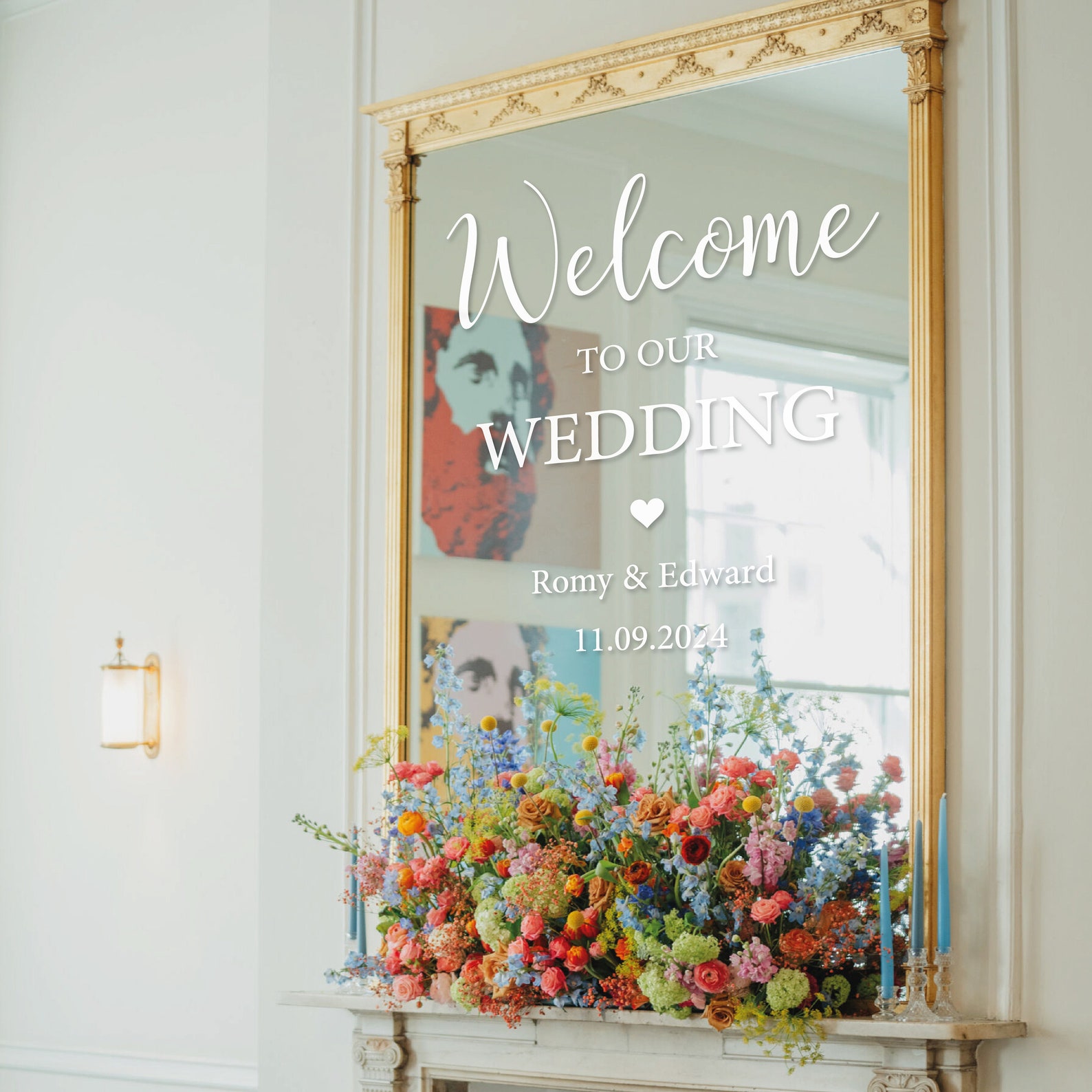 Welcome Sign Vinyl for Weddings - Personalised With Names & Date ...