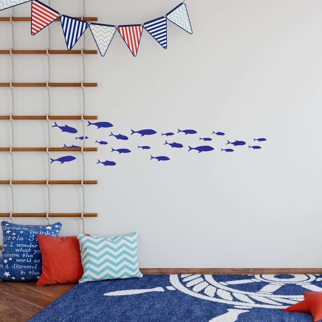 School of Fish Decals // Underwater Decor // 55 Nursery Wall Fish ...