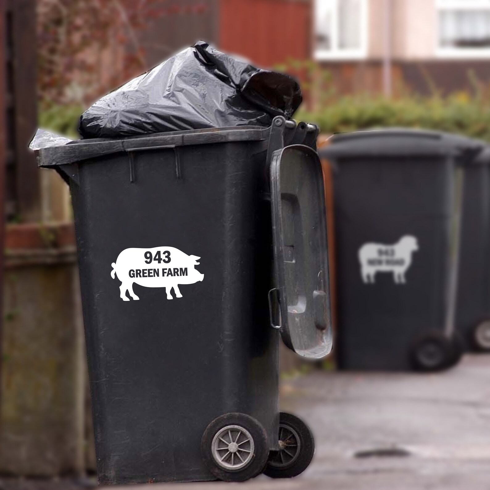 2 Pig Wheelie Bin Decals. House Number Sticker. Bin Trash Skip - Etsy ...