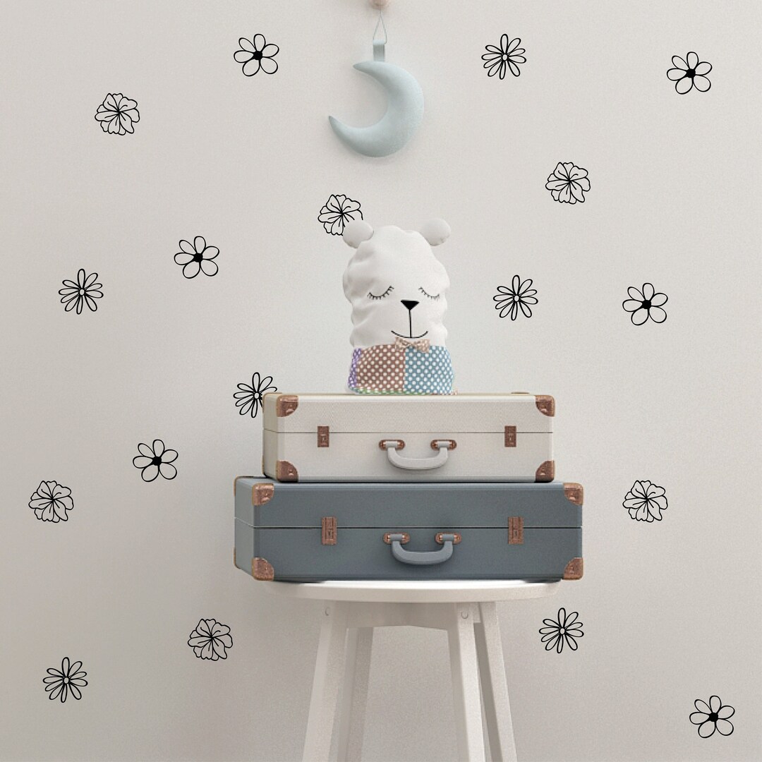 Flower Wall Art Stickers. 3 Flower Head Decals. DIY Bedroom Wall ...